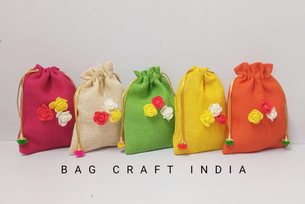 Coloured Jute Pouch for Wedding Gifts I Jute Pouches in Delhi
